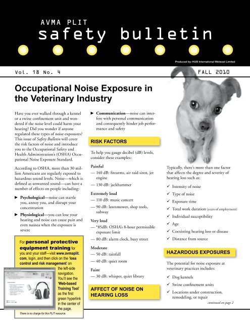 safety bulletin - AVMA PLIT