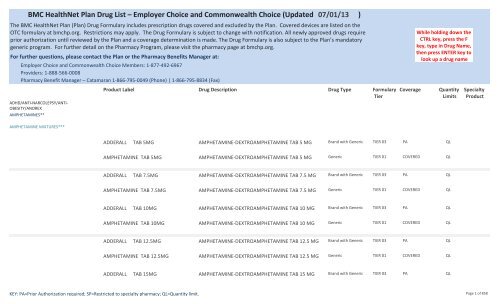 BMC HealthNet Plan Drug List – Employer Choice and ...