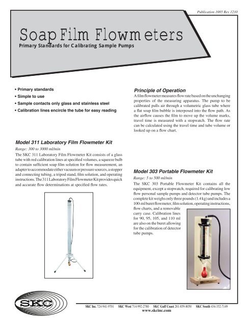 Soap Film Flowmeters Spec. Sheet (PDF) - SKC Inc.
