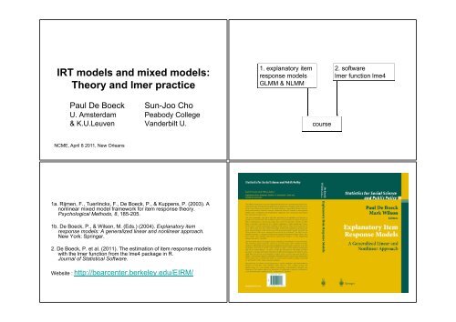 IRT models and mixed models: Theory and lmer practice