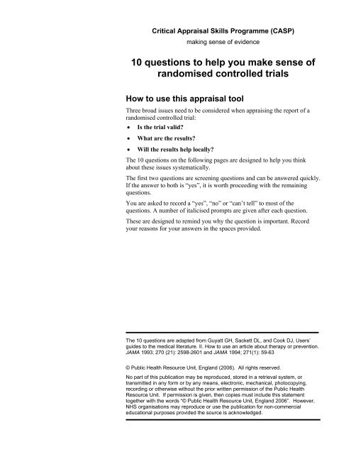 Critical Appraisal Skills Programme (CASP)