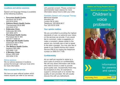 Children's voice problems leaflet