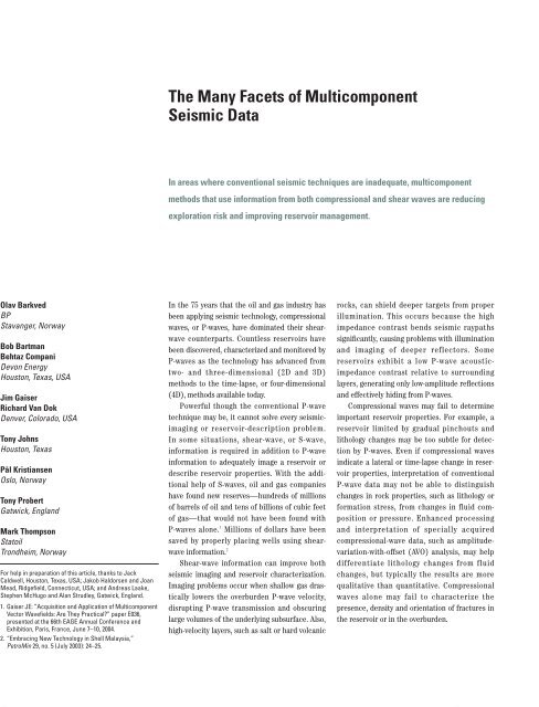 The Many Facets of Multicomponent Seismic Data