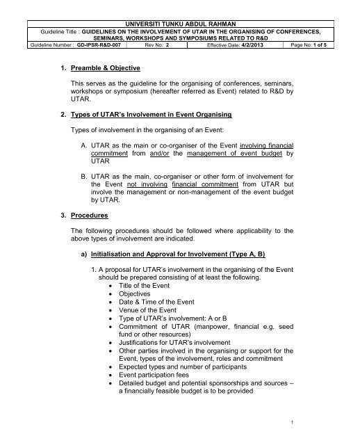 Guidelines - UTAR Research Portal - Universiti Tunku Abdul Rahman