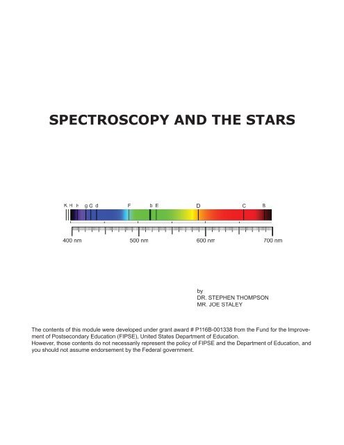 SPECTROSCOPY AND THE STARS - Small-Scale Chemistry