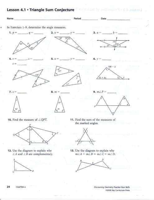 Triangle sum conjecture and Properties of Isosceles Triangles