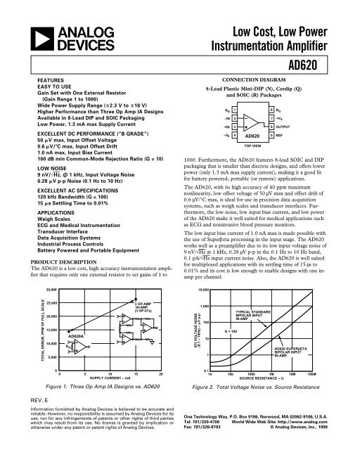 AD620 Low Cost, Low Power Instrumentation Amplifier Data Sheet ...