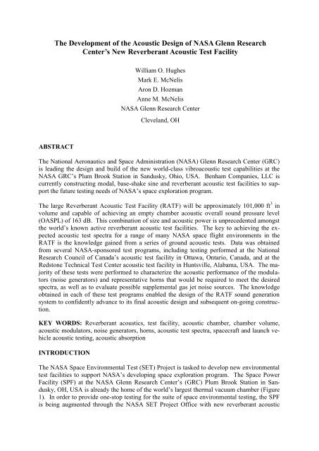 The Development of the Acoustic Design of NASA - TEAM Corporation