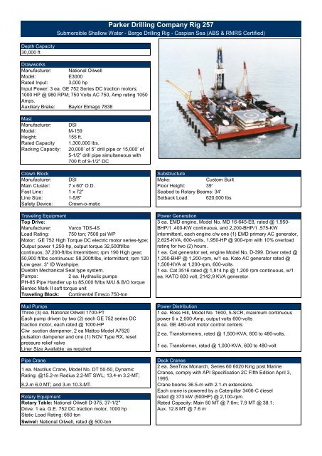 Parker Drilling Company Rig 257