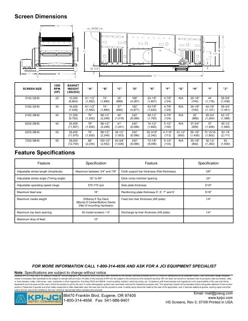 Screen Dimensions SCREEN