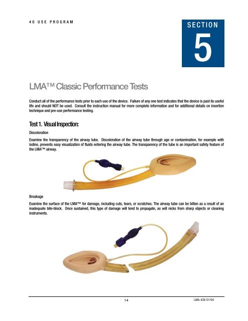 Section 5. LMA Classicâ ¢ Performance Tests