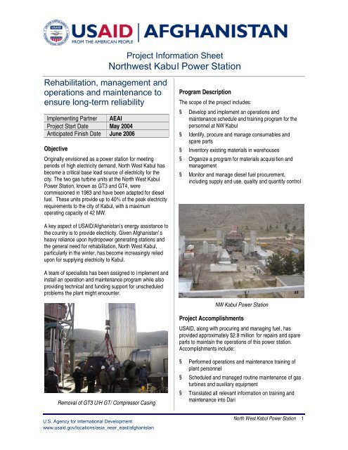 Northwest Kabul Power Station - Afghan
