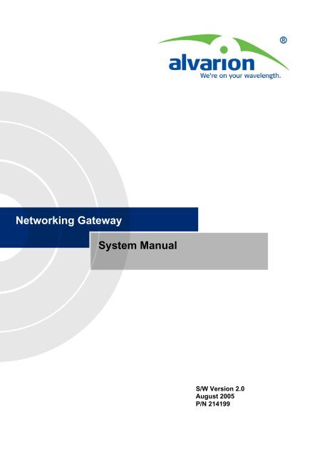 Networking Gateway System Manual - Alvarion