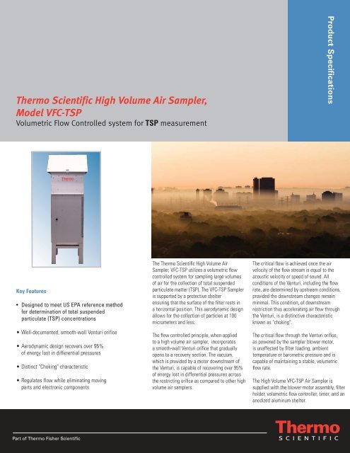 Thermo Scientific High Volume Air Sampler, Model VFC-TSP