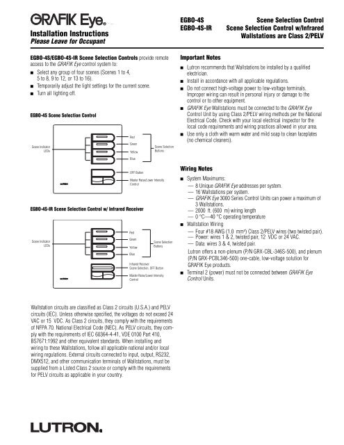 Installation Instructions - Lutron