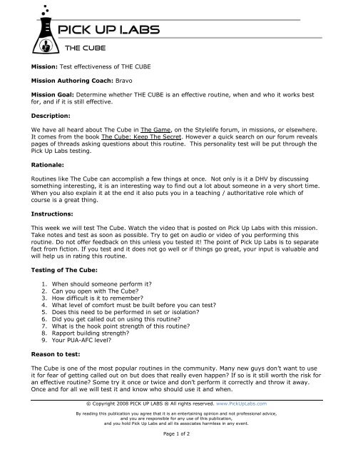 The cube - Pick Up Labs