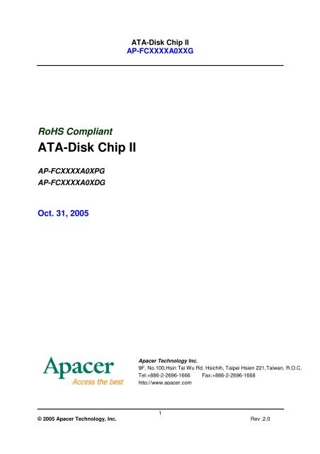 RoHS Compliant ATA-Disk Chip II
