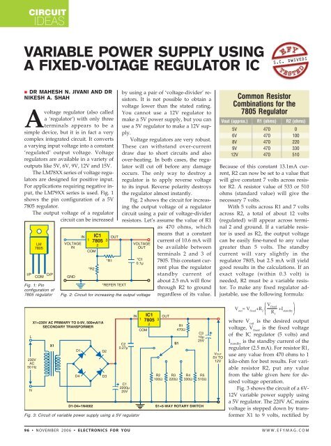 variable power supply using a fixed-voltage regulator ic