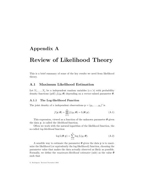 Appendix A Review of Likelihood Theory