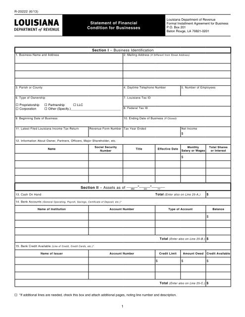 Form - Louisiana Department of Revenue