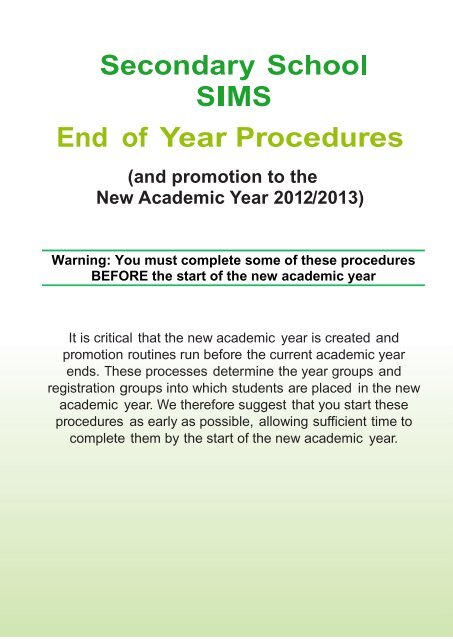 12-E27 : Secondary School End of Year Procedures - EiS Kent