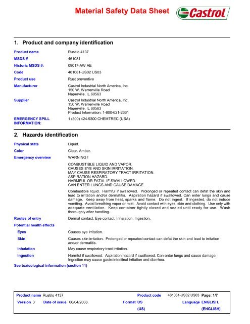 Material Safety Data Sheet