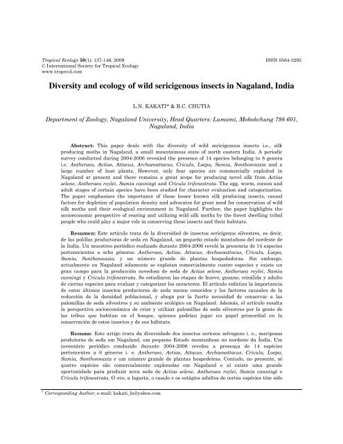 Diversity and ecology of wild sericigenous insects in Nagaland, India