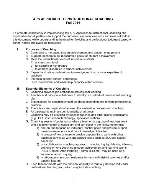 APS Instructional Coaching Report