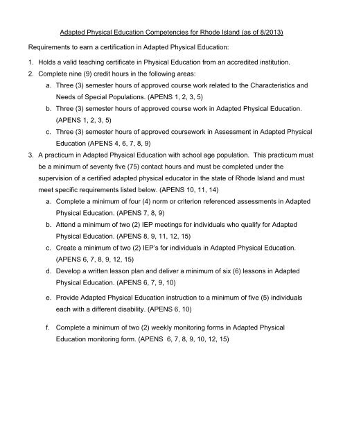 Adapted Physical Education National Standards - University of ...