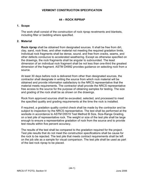 Construction Specification 61—Rock Riprap