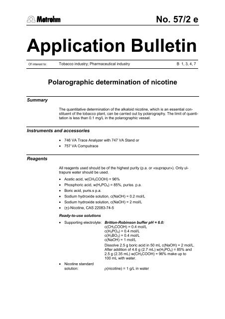 No. 57/2 e Application Bulletin - Metrohm