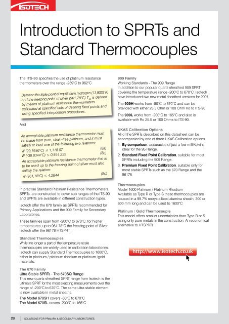 Introduction to SPRTs and Standard Thermocouples - Isotech