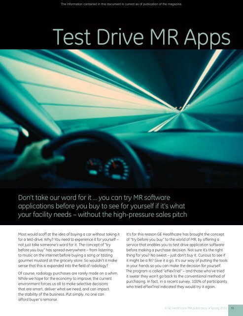 test Drive MR Apps - GE Healthcare