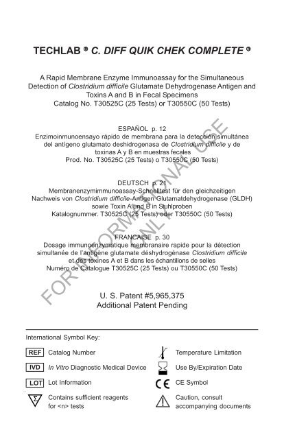 TECHLAB C. DIFF QUIK CHEK COMPLETE Inverness 11-2009.pmd