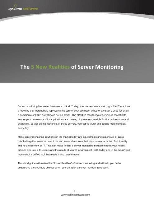 The 5 New Realities of Server Monitoring - Uptime Software