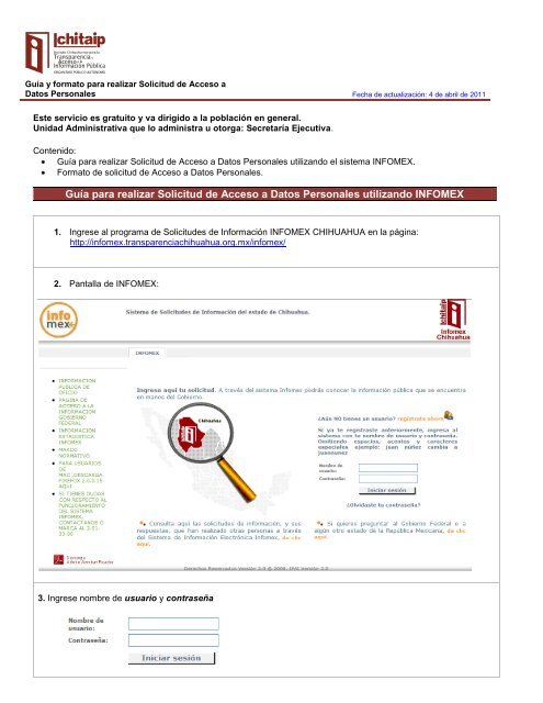 GuÃ­a y formato para realizar solicitud de acceso a datos personales