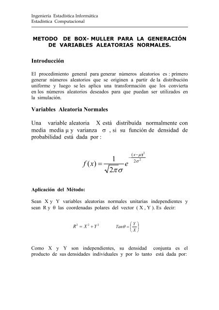 metodo de box- muller para la generaciÃ³n de variables ... - Icm