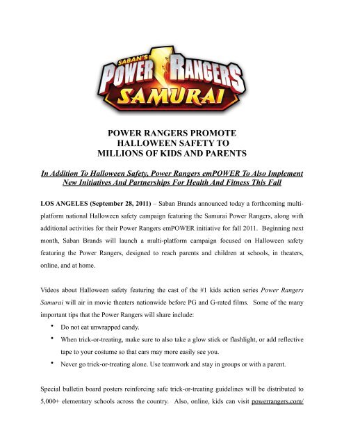 Power Rangers Samurai Halloween Safety