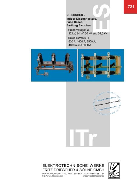 Disconnectors, Earthing switches, Fuse bases - Driescher