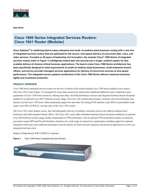 Cisco 1841 Router - CXtec