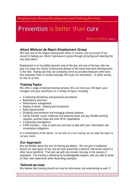 Employment Training2 - Mishcon de Reya