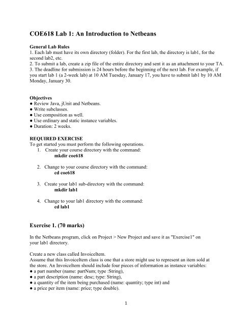 COE618 Lab 1: An Introduction to Netbeans