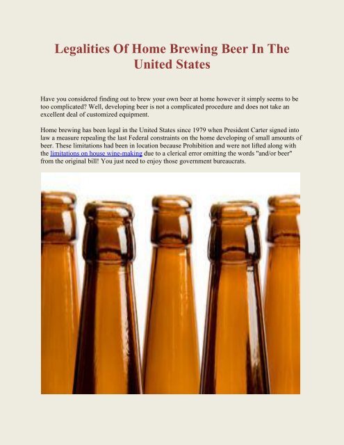 Legalities Of Home Brewing Beer In The United States