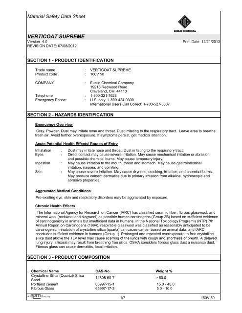Verticoat Supreme MSDS-USA - Euclid Chemical Co