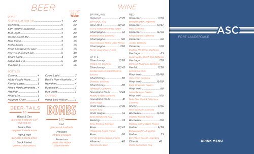 Drinks Menu - Atlantic Surf Club