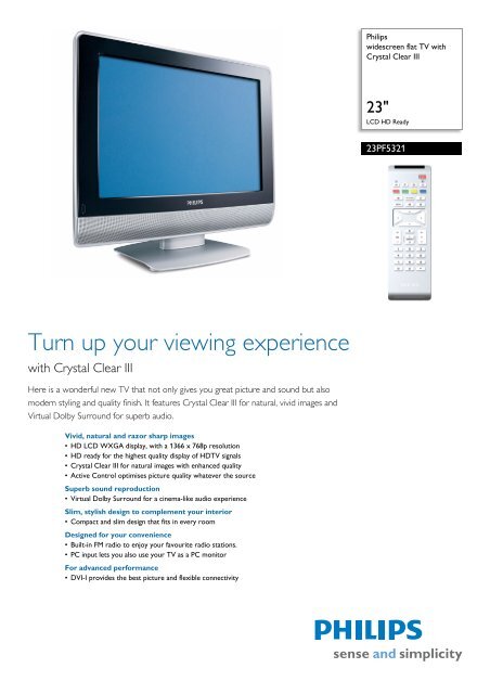 23PF5321/01 Philips widescreen flat TV with Crystal Clear III