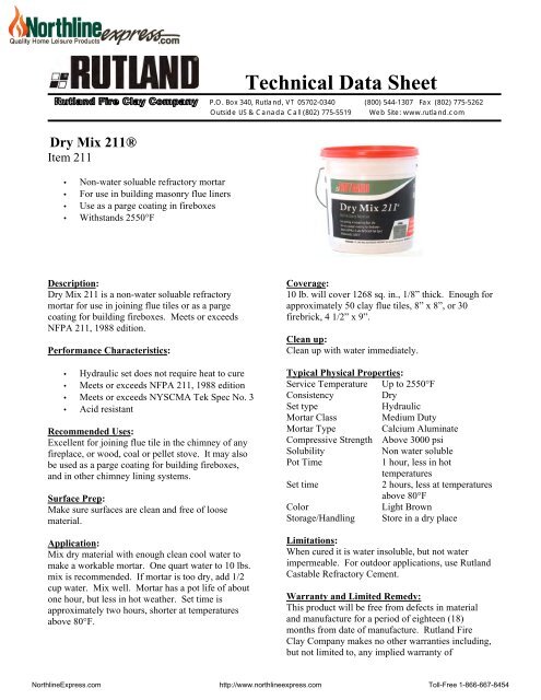 Technical Data Sheet - NorthlineExpress.com