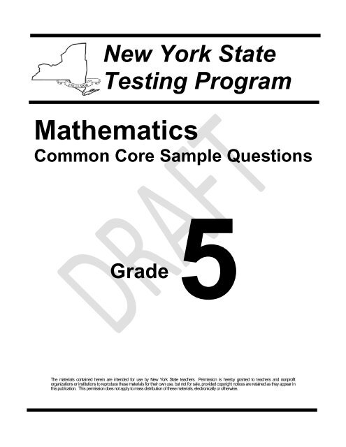 Math Common Core Sample Questions - Grade 5 - P-12