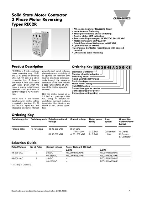 Solid State Motor Contactor 3 Phase Motor ... - Carlo Gavazzi AB