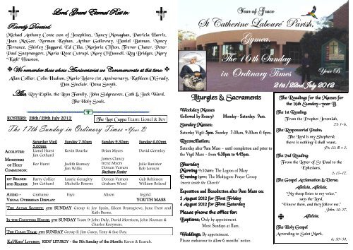 + St Catherine LabourÃ© Parish, Gymea. The 16 th ... - Stcaths.org.au